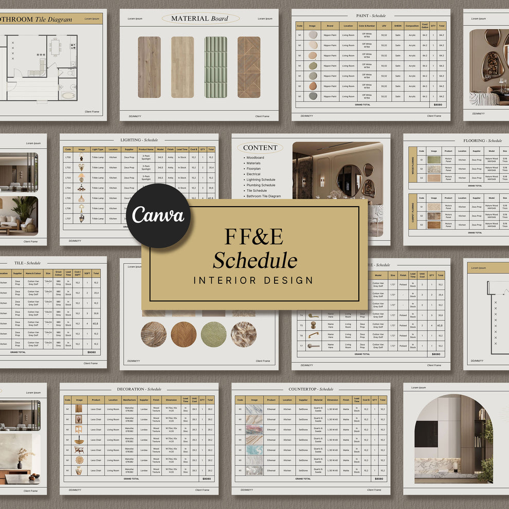 Comprehensive FF&E Schedule Template - Furniture, Fixtures, Finishes ...